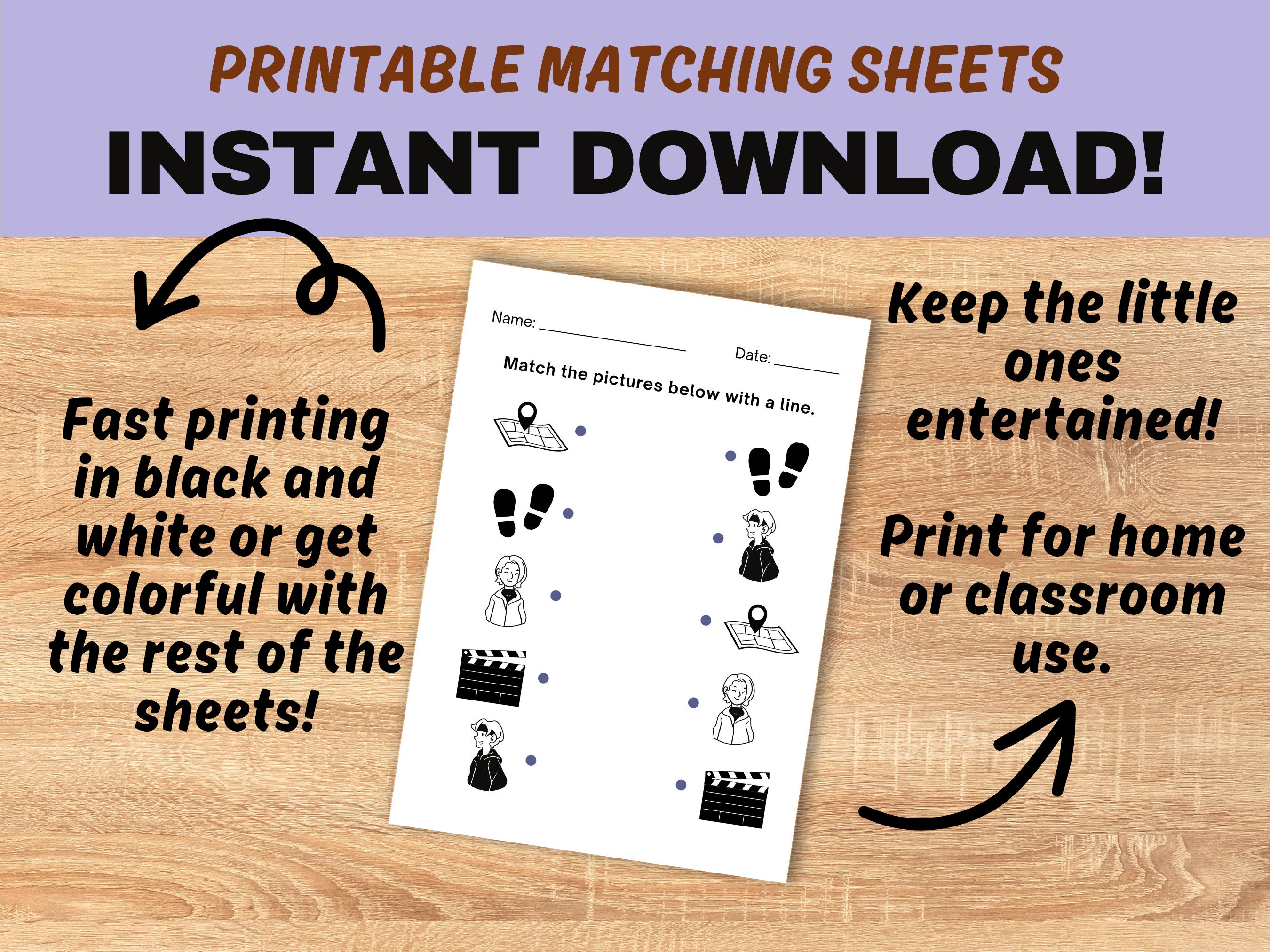 Printable Matching Sheets for Kindergarten Preschool Homeschool ...