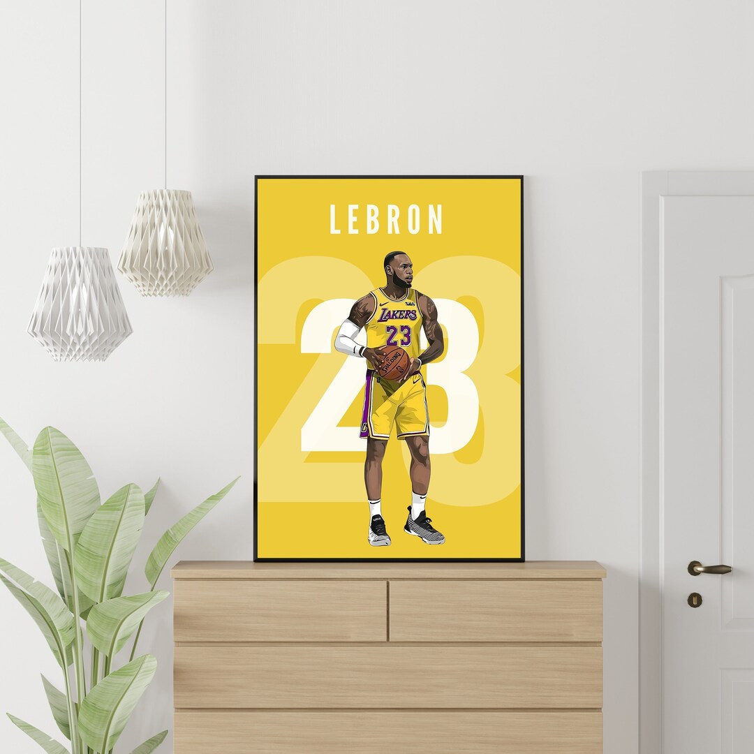 Lebron James Poster, LA Lakers Art Print Decor, Helvetica, Mid-century ...