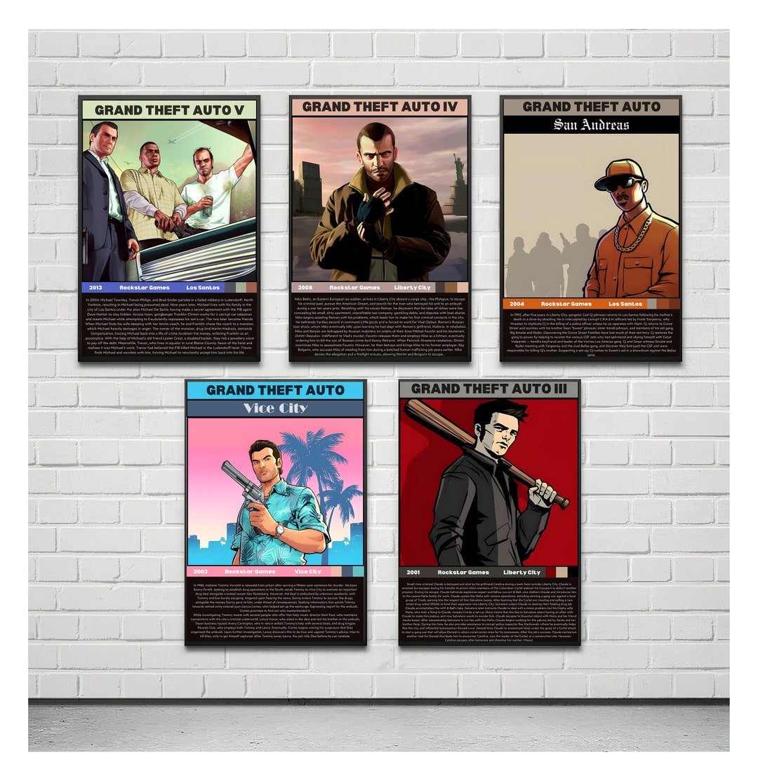 Set of GTA Posters GTA Poster Gaming Poster Gaming Decor Video Game ...