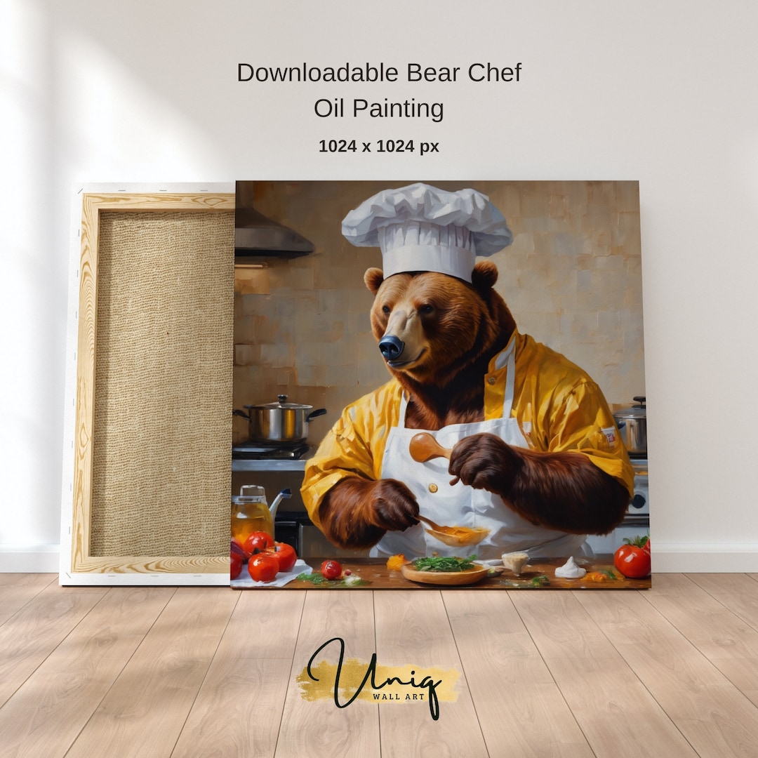 Downloadable Bear Chef Wall Art Print Oil Painting by the Bear Chef ...