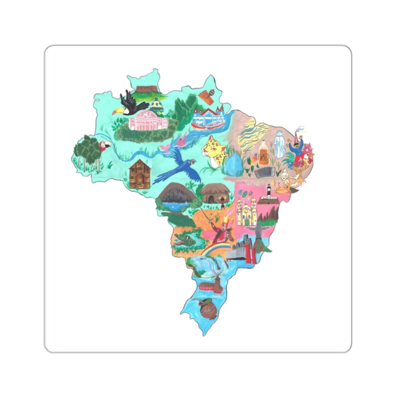Brazil Map, Mapa Brasileiro, Mapa Do Brasil Stickers - Etsy