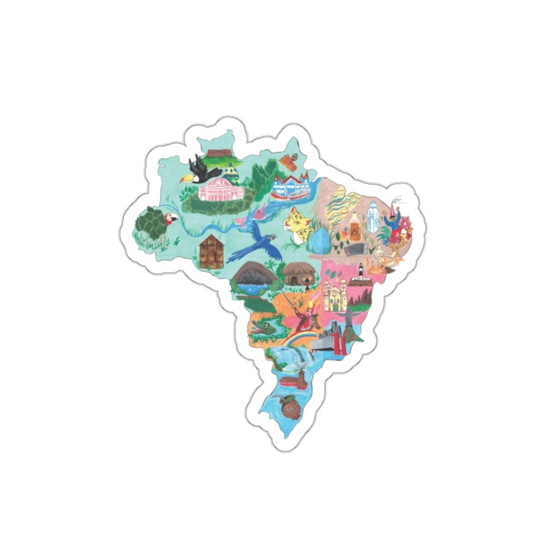 Brazil Map Stickers, Adesivo Do Mapa Do Brasil, Brasileiro, Brazilian ...