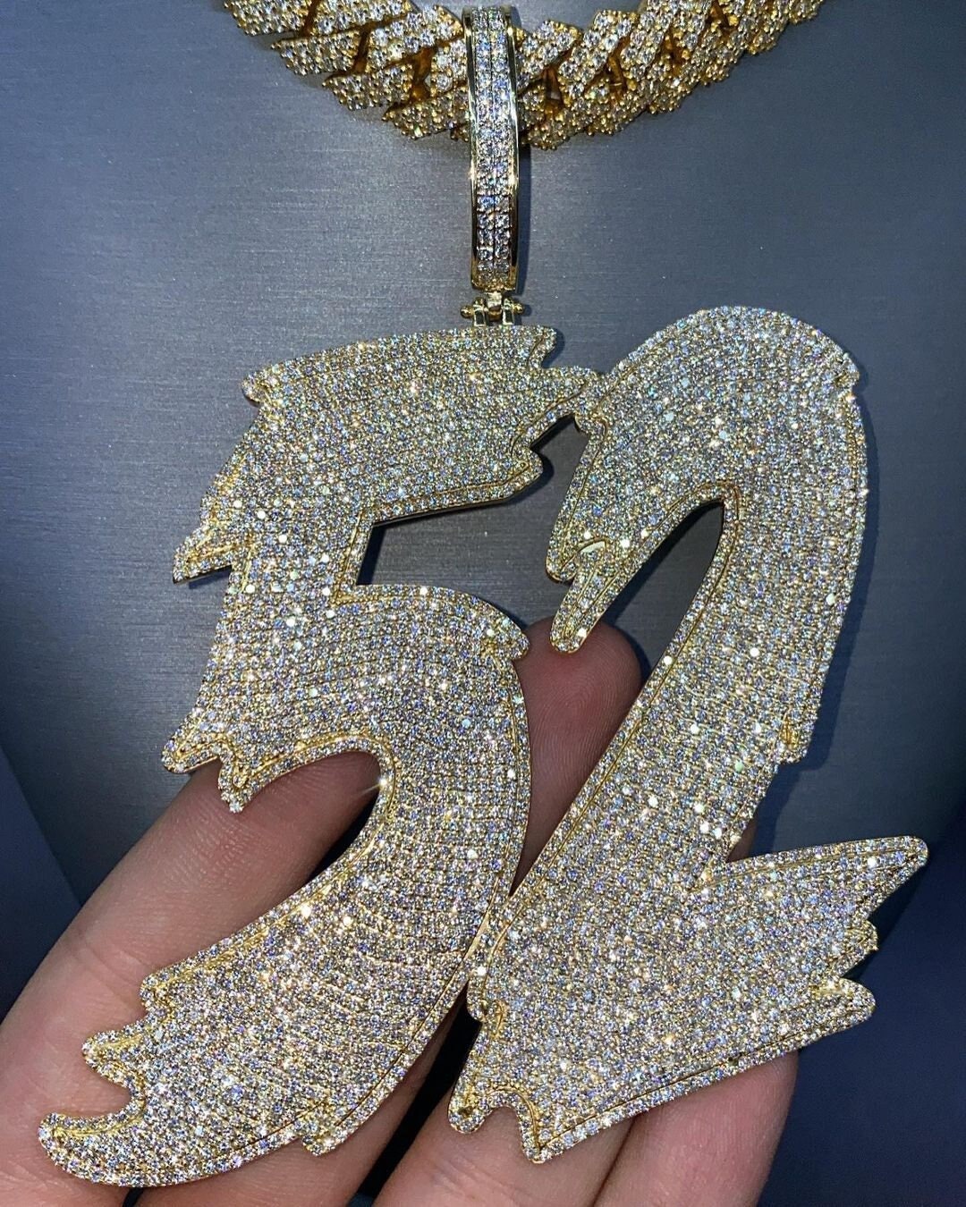 Custom VVS Moissanite Number Pendant Fully Iced Out Diamond Letter Hip ...