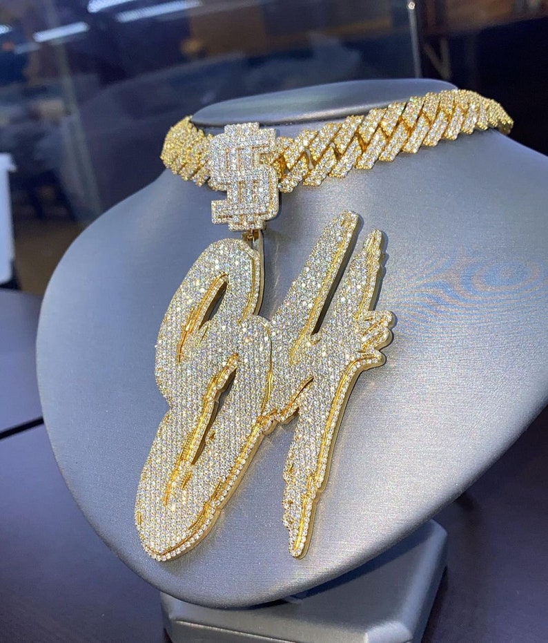 Men's Iced Out Number Pendant VVS Moissanite Pendant Custom Hip Hop ...