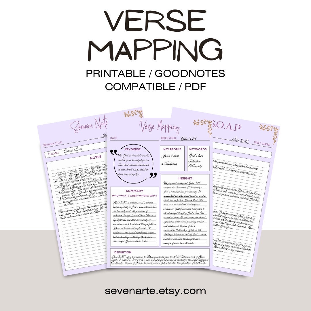 Verse Mapping Bible Study Printable: Digital Template (PDF) - Etsy