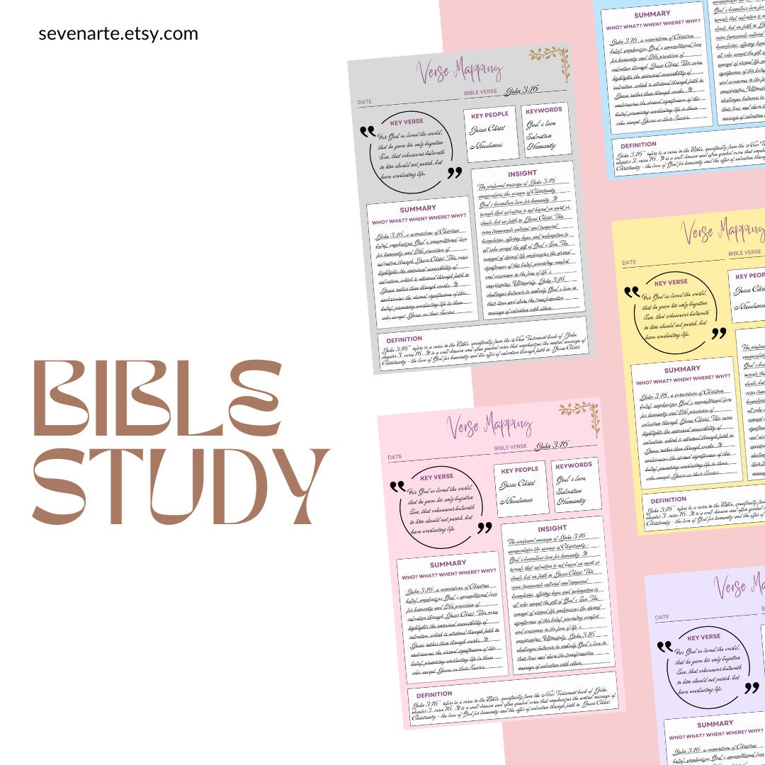 Verse Mapping Bible Study Printable: Digital Template (PDF) - Etsy