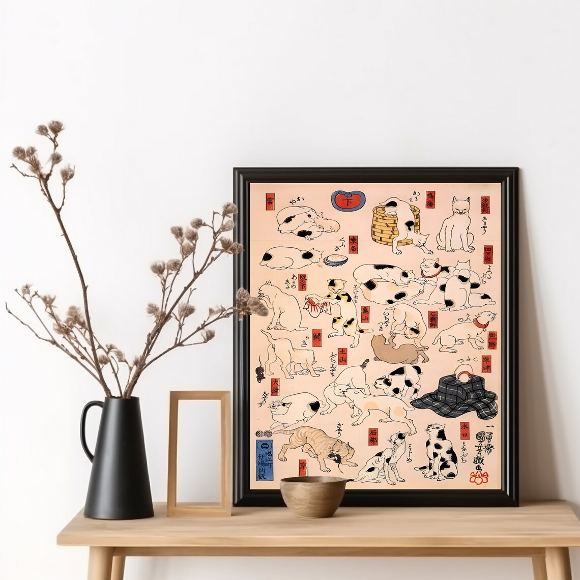 Vintage Japanese Cat Poster, 1/3, Japanese Cat Print, Digital Download ...