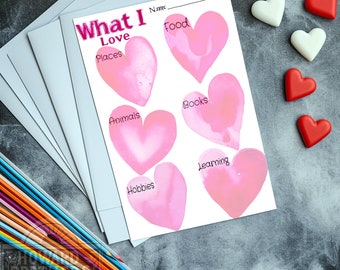 Things I Love Writing Activity, Valentine's Day Printable, Journal ...