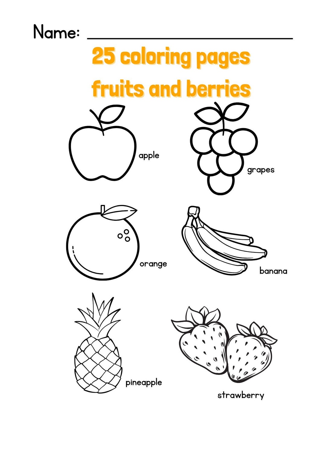 25 Fruit and Berry Pattern Coloring Pages, Fruit and Berry Coloring ...