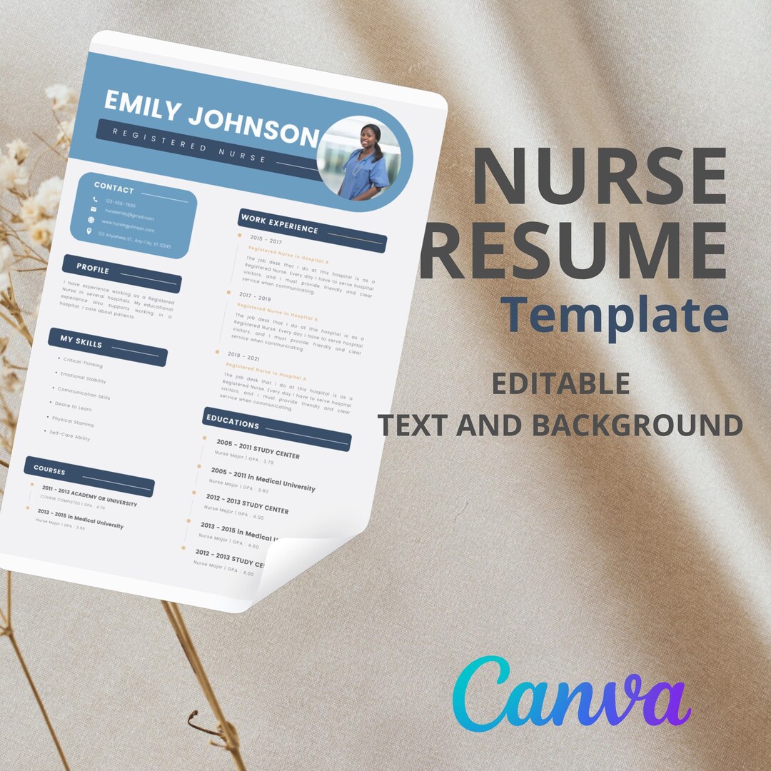 Modern Nurse Resume Template Nursing CV Editable Nurse CV Template ...