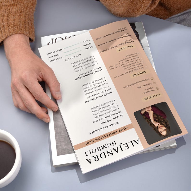 Customizable Pink Resume Template With Photo Easily Editable Pink ...