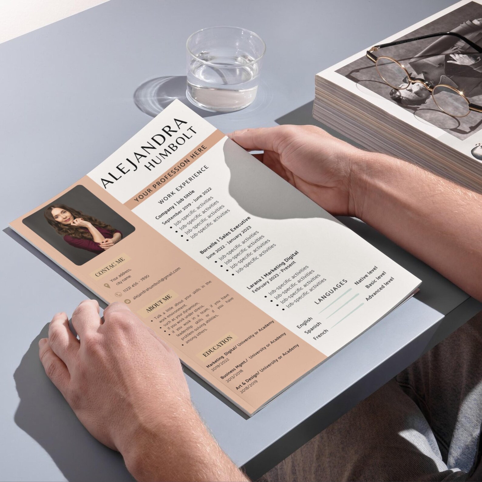 Customizable Pink Resume Template With Photo Easily Editable Pink ...