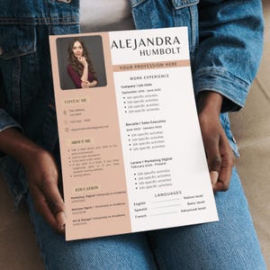 Customizable Pink Resume Template With Photo Easily Editable Pink ...