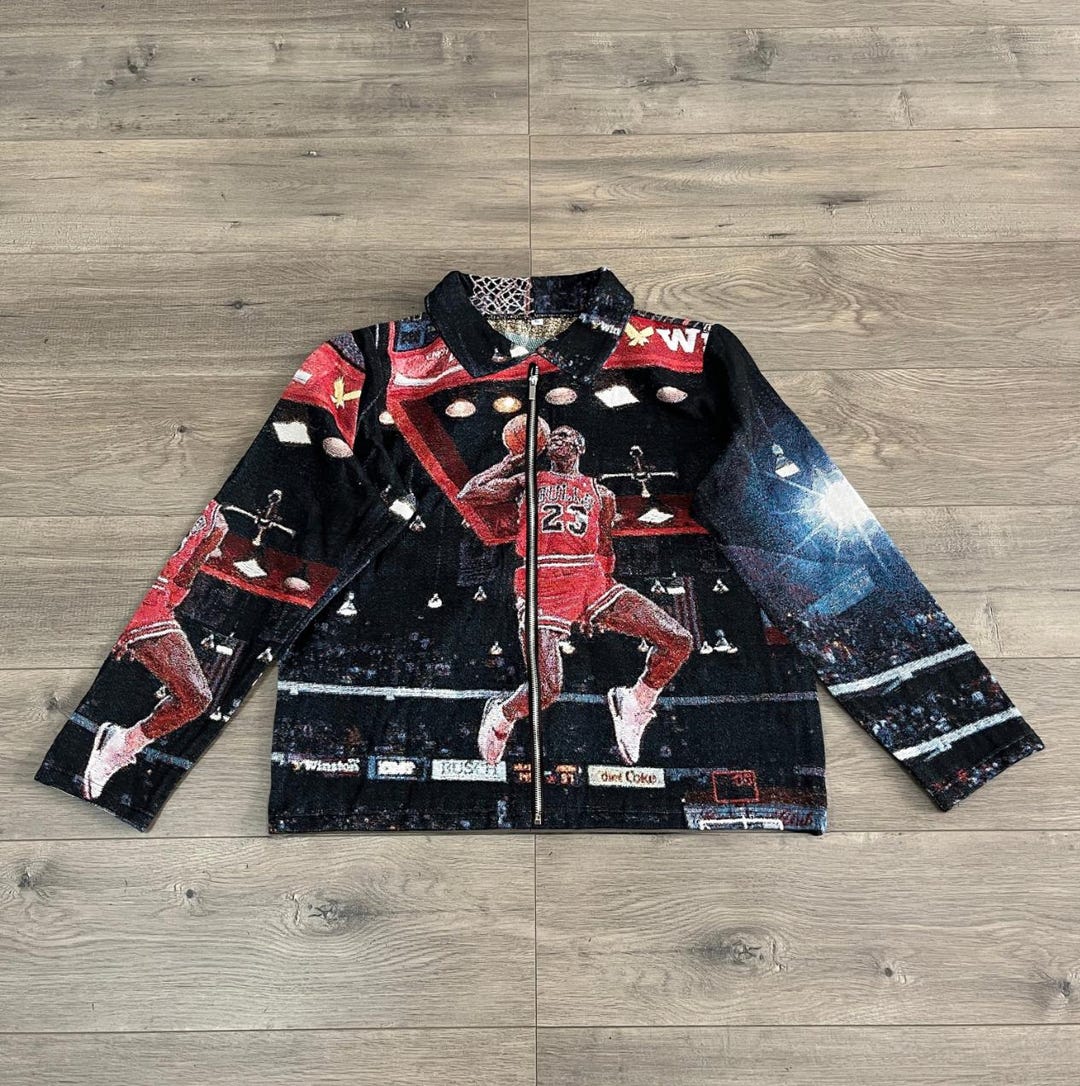Michael Jordan Tapestry Jacket | Vintage Sportswear, Unisex Outerwear ...