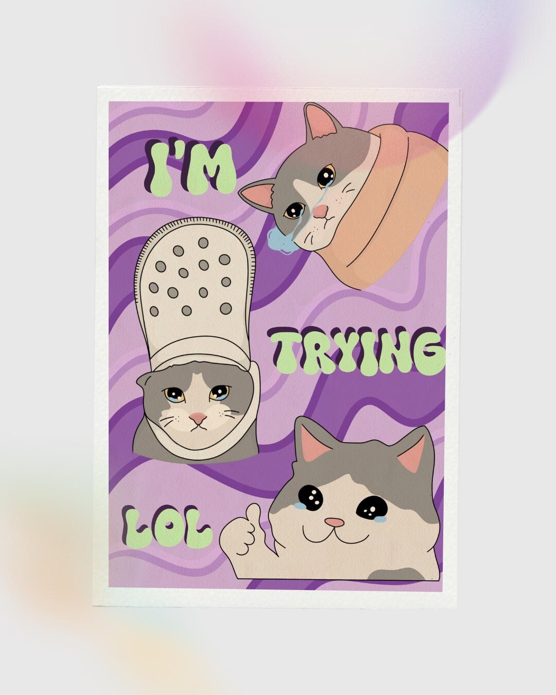 Im Trying Lol Crying Cat Memes A4 Digital Download Print - Etsy UK