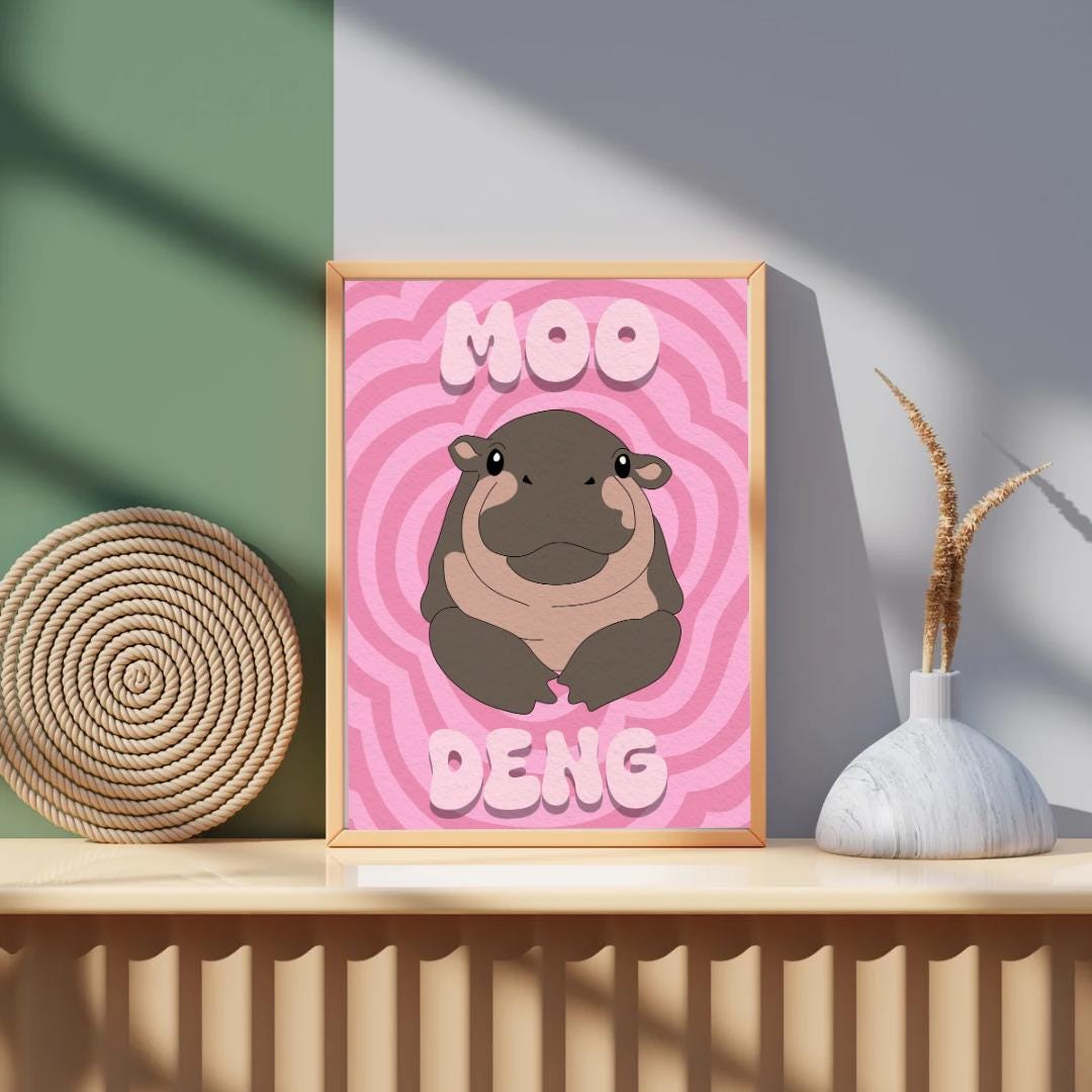 Moodeng Viral Baby Pygmy Hippo Digital Download Print - Etsy