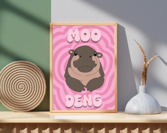 Moodeng Viral Baby Pygmy Hippo Digital Download Print - Etsy
