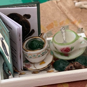 Miniature Dollhouse Artisan TURTLES TEA PARTY Alice in Wonderland ...