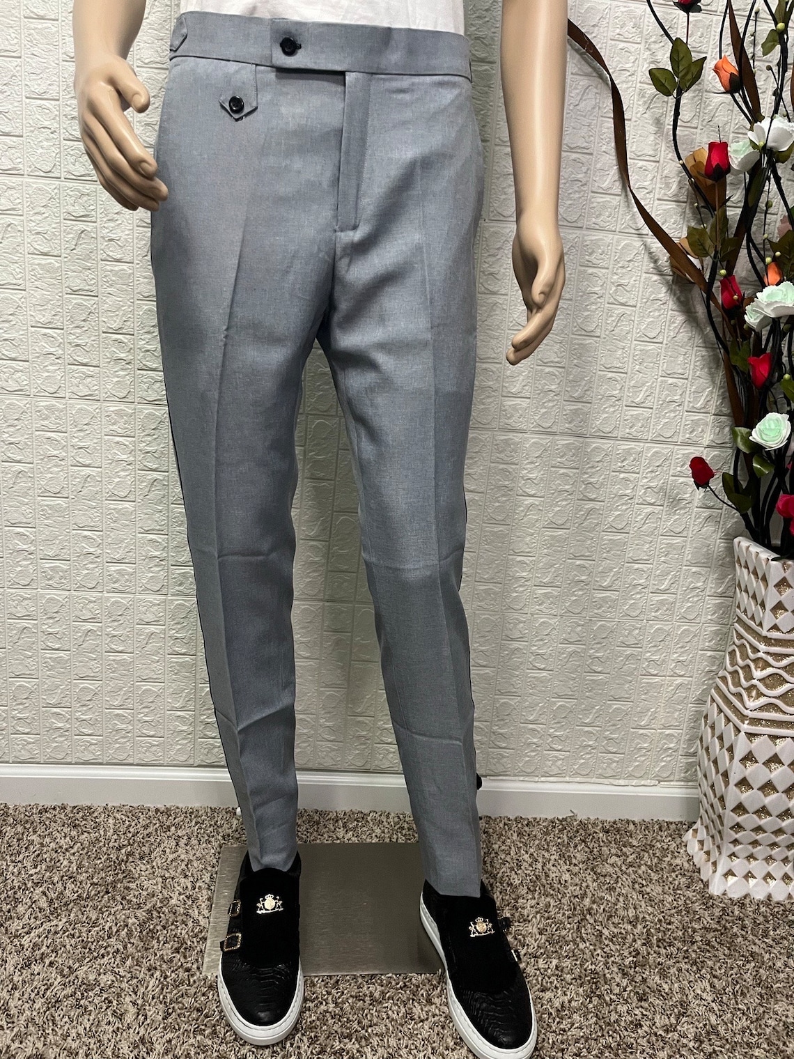 Two Black Stripe Detailing Down Formal Event Business Meeting Waist ...