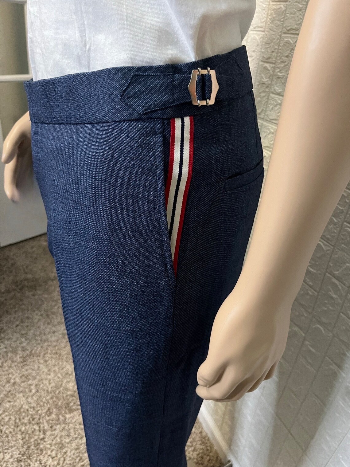 Formal Event Business Meeting Waist Strap Beltless Men Pant Trousers - Etsy