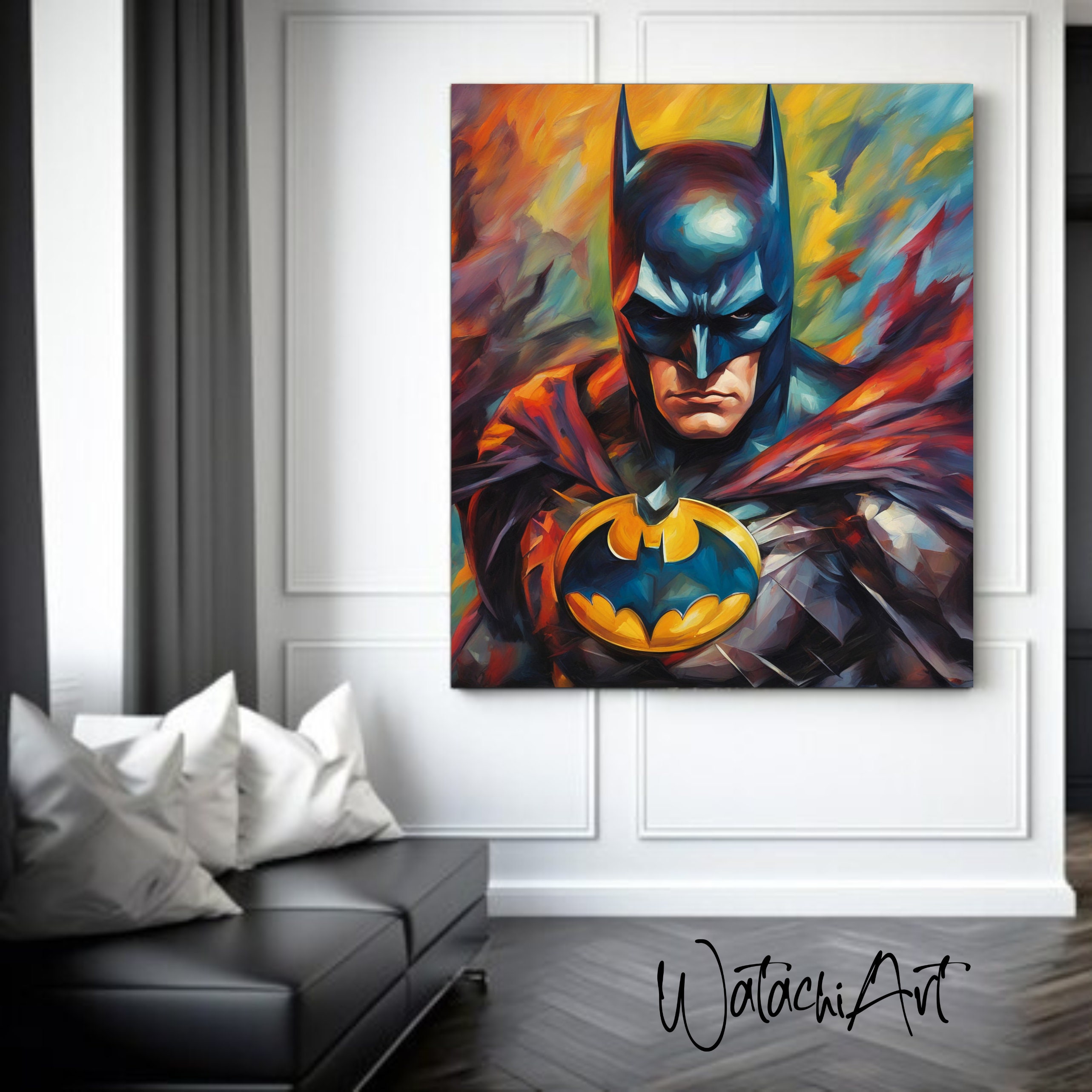ONE Time Sale Batman PRINTABLE Oil Painting Colorful Art Home and ...