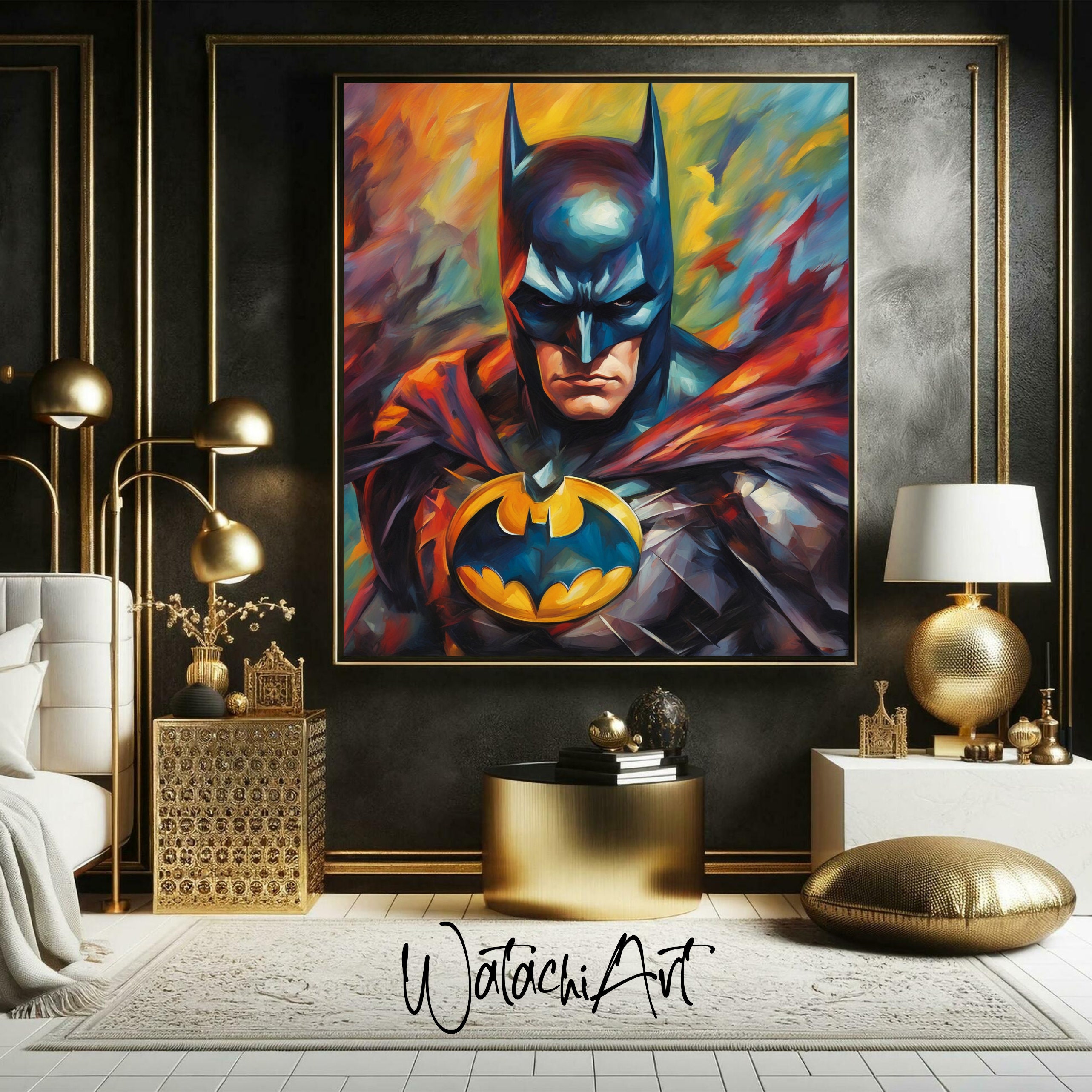 ONE Time Sale Batman PRINTABLE Oil Painting Colorful Art Home and ...