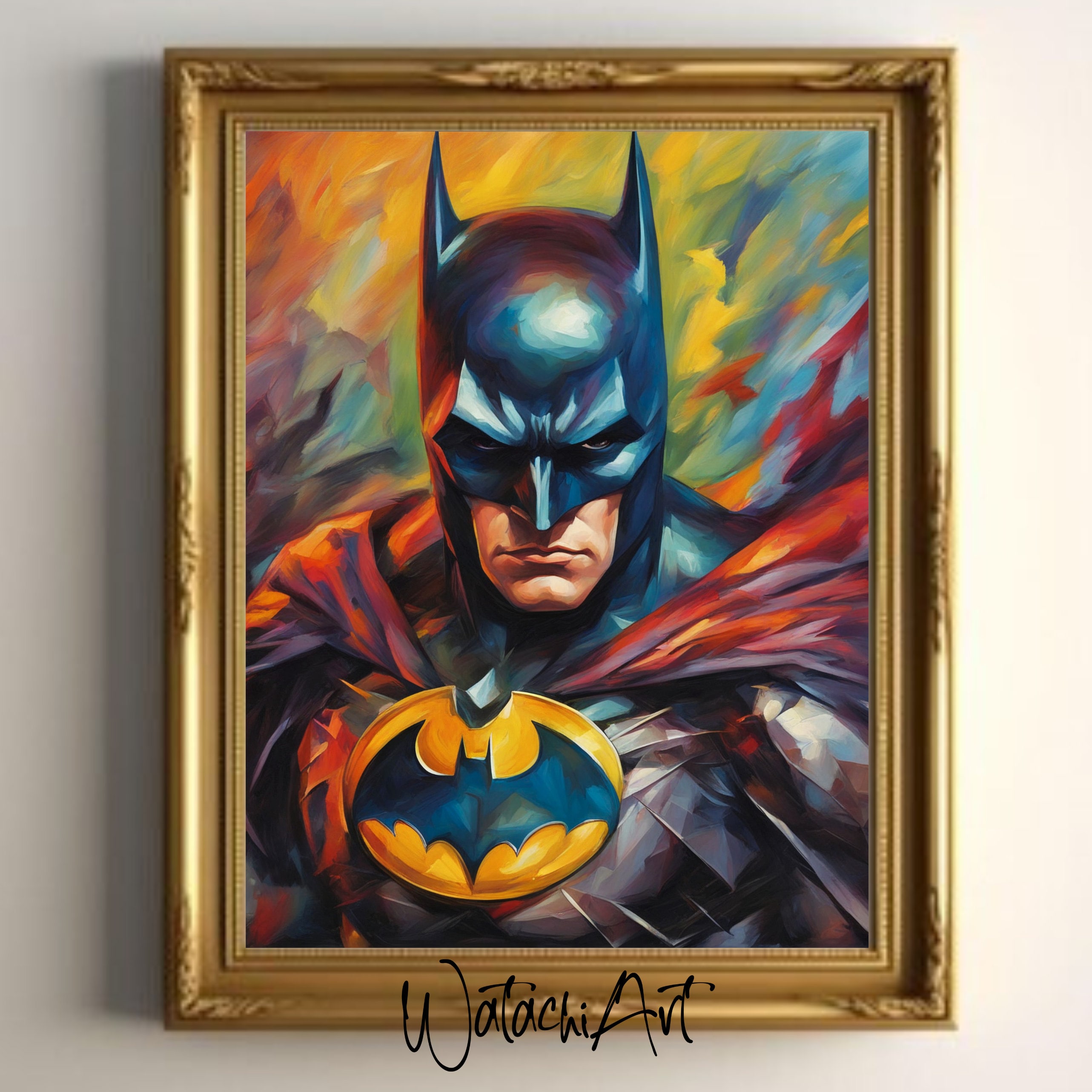 ONE Time Sale Batman PRINTABLE Oil Painting Colorful Art Home and ...