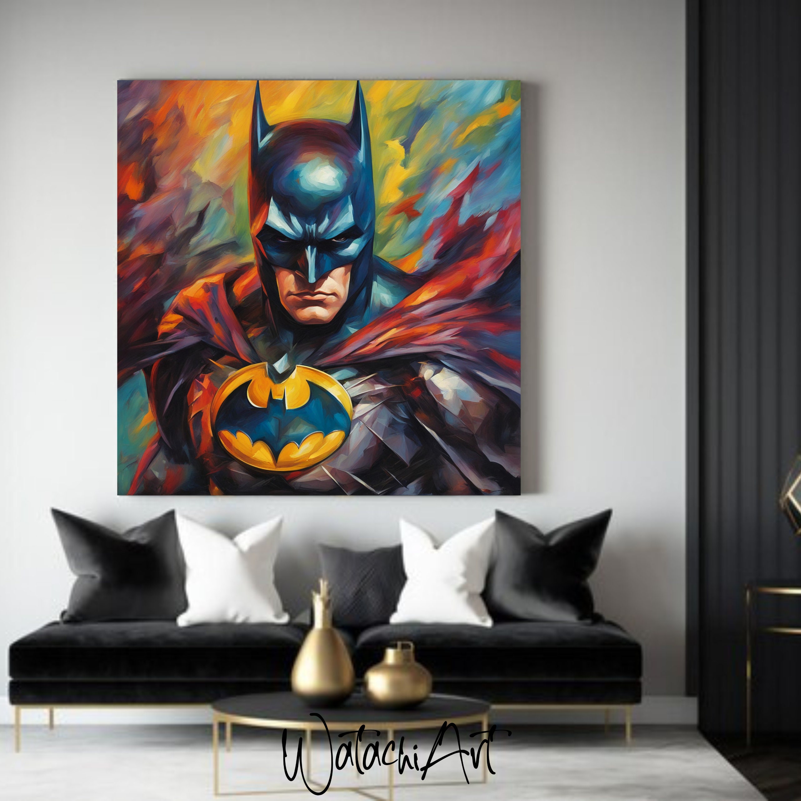 ONE Time Sale Batman PRINTABLE Oil Painting Colorful Art Home and ...
