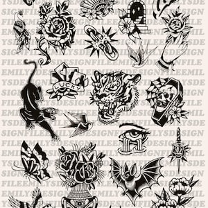 American Traditional Tattoo Flash Art Print: Vintage Style (digital ...