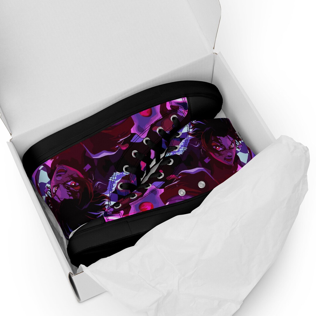 Tanjiro Fire Blast Demon Slayer Manga Anime Footwear Art Converse ...