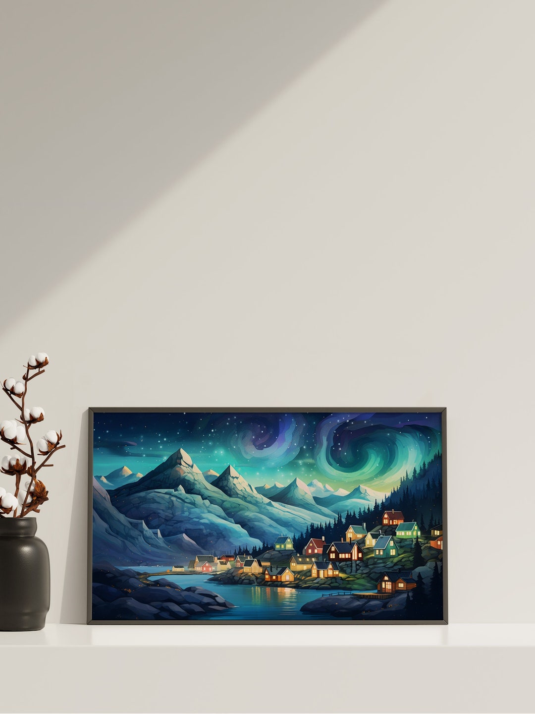 Northern Lights Art Nordic Art Northern Lights Illustration ...