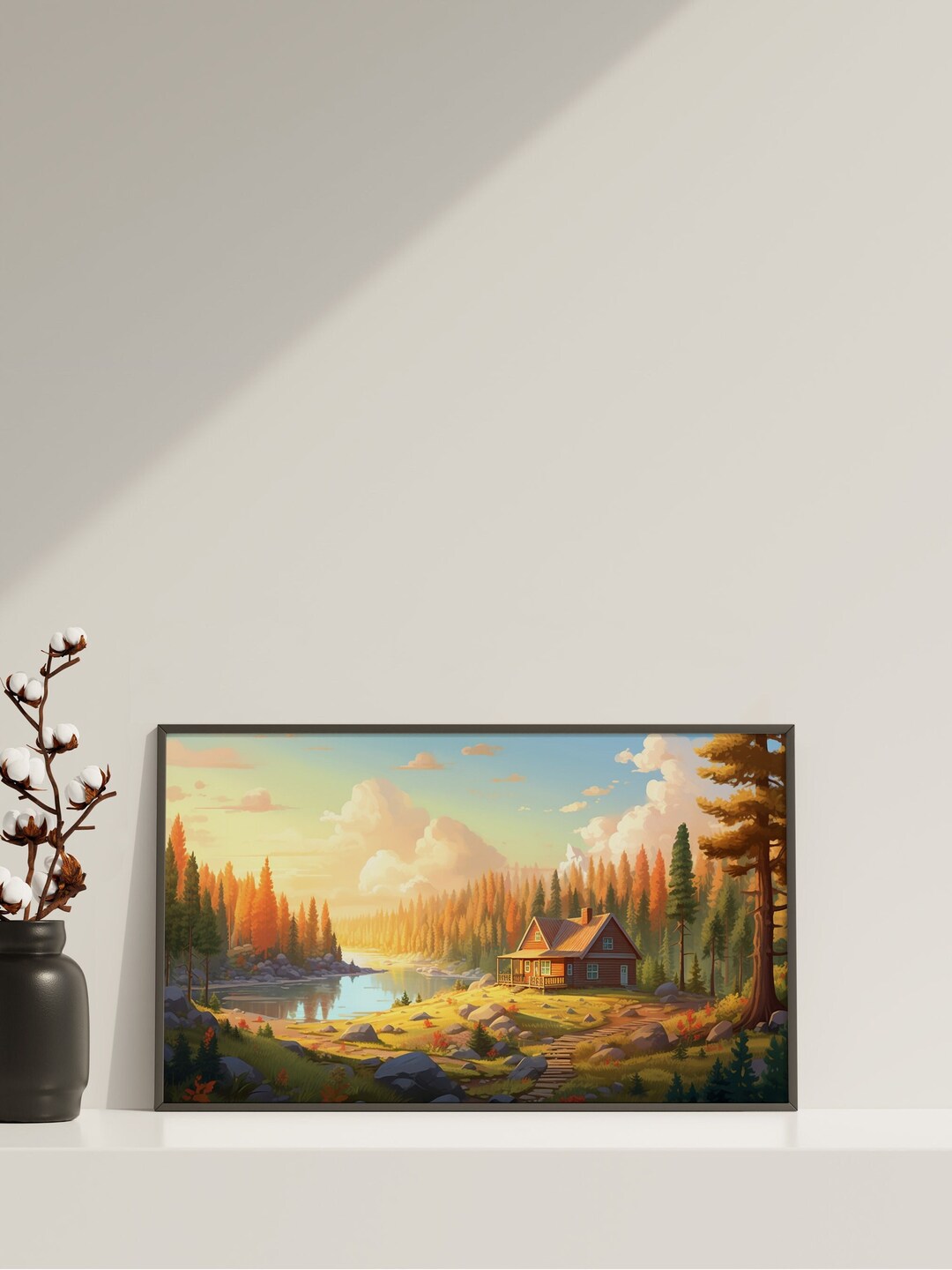 Art Print Golden Hour Art Print Golden Hour Cottage in the Woods Wall ...