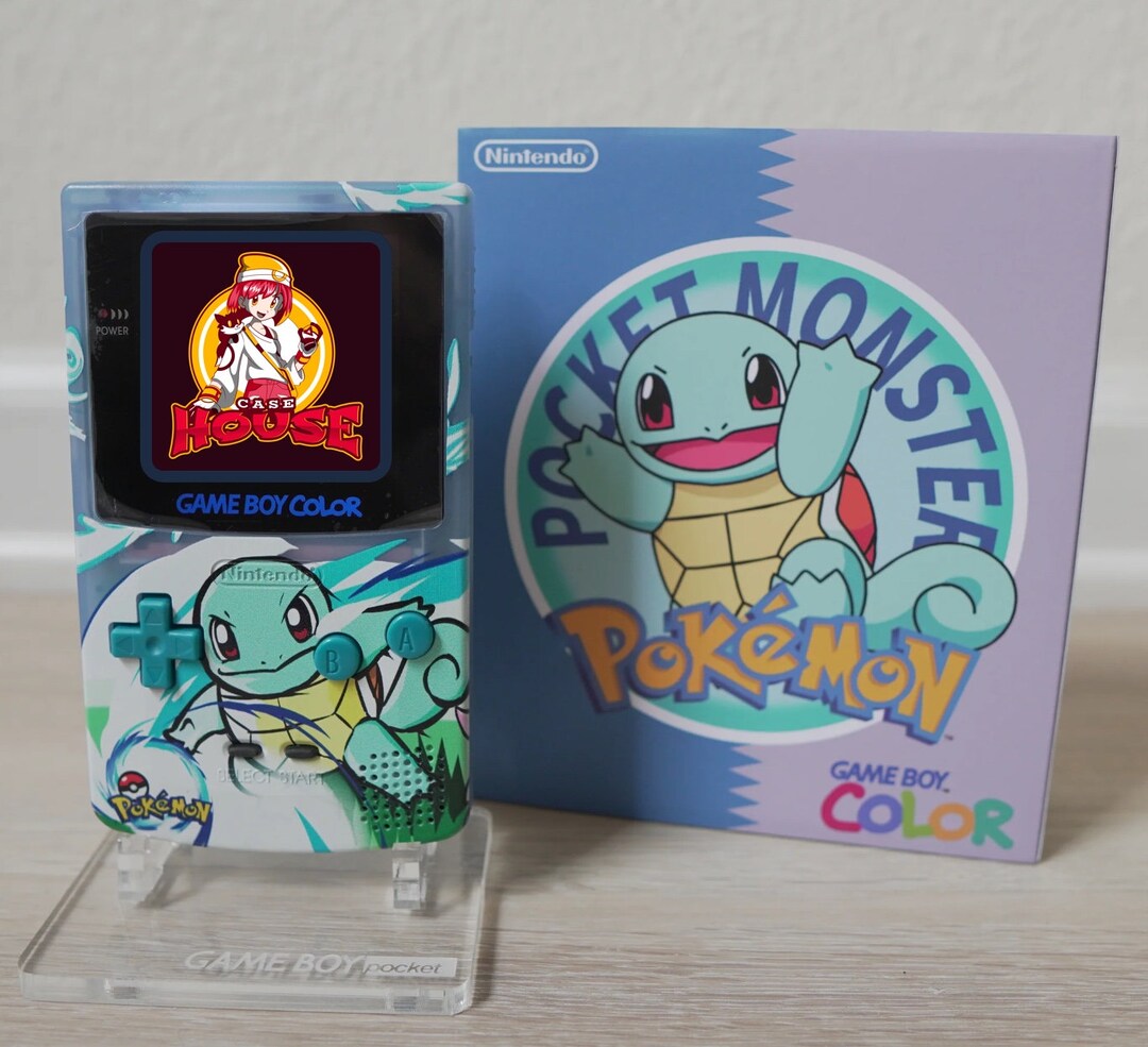 Custom Gameboy Color Squirtle Themed GBC Shell for IPS Screen Mod W/box ...