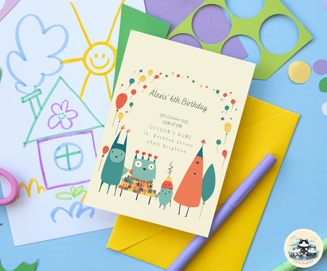 Editable Birthday Invitation, Whimsical Fantasy Characters Birthday ...