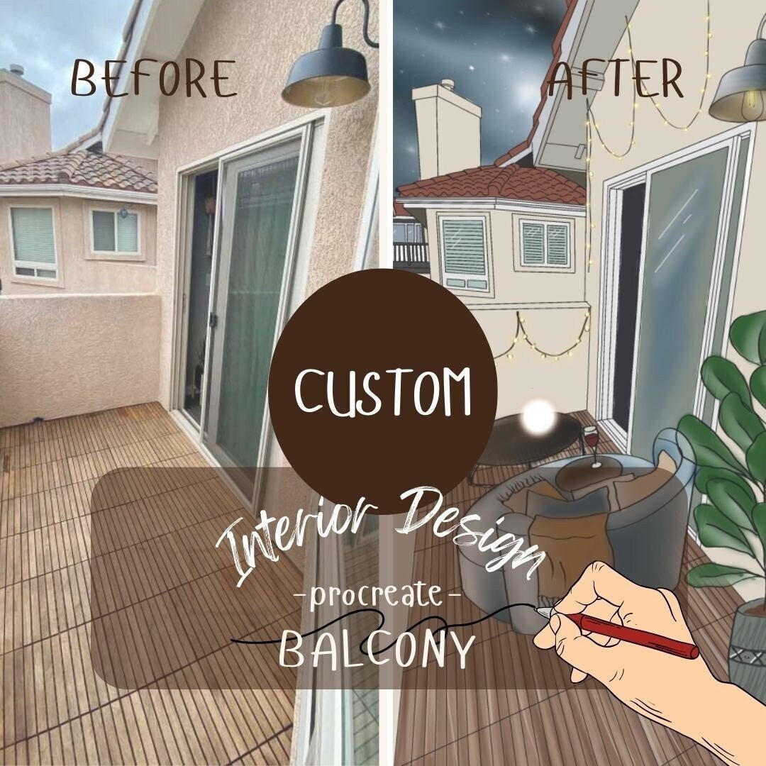 CUSTOM Balcony Design, Procreate Interior Furniture Drawing, Interior ...