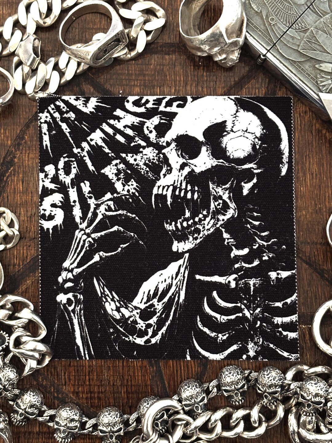 Gothic Vampire Skull Sew on Patch Punk Rock Skeleton Art Grunge ...