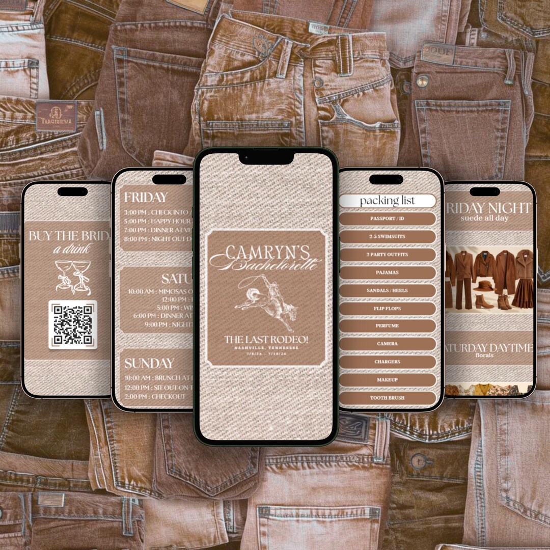 The Cowgirl – Bachelorette Itinerary Editable Canva Template | Bridal ...