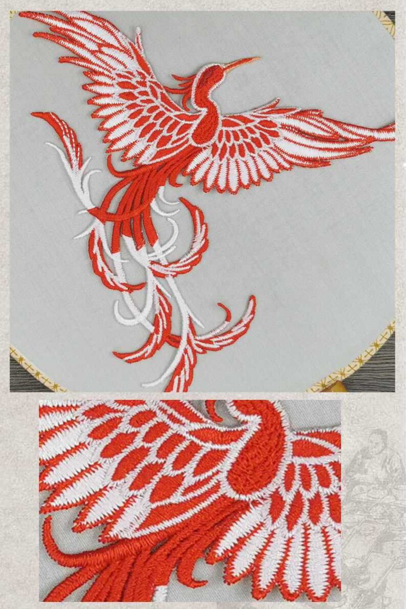 Large Phoenix Embroidered Patch, Sew on 10 Chinese Embroidery Patch ...