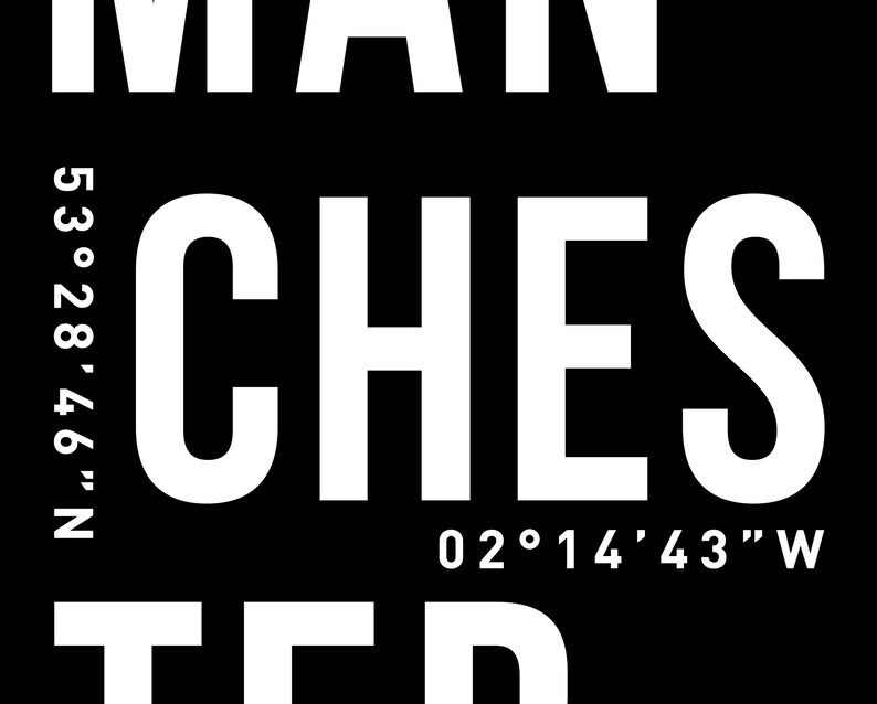 Manchester Typography Print: Minimalist City Wall Art (digital Download ...