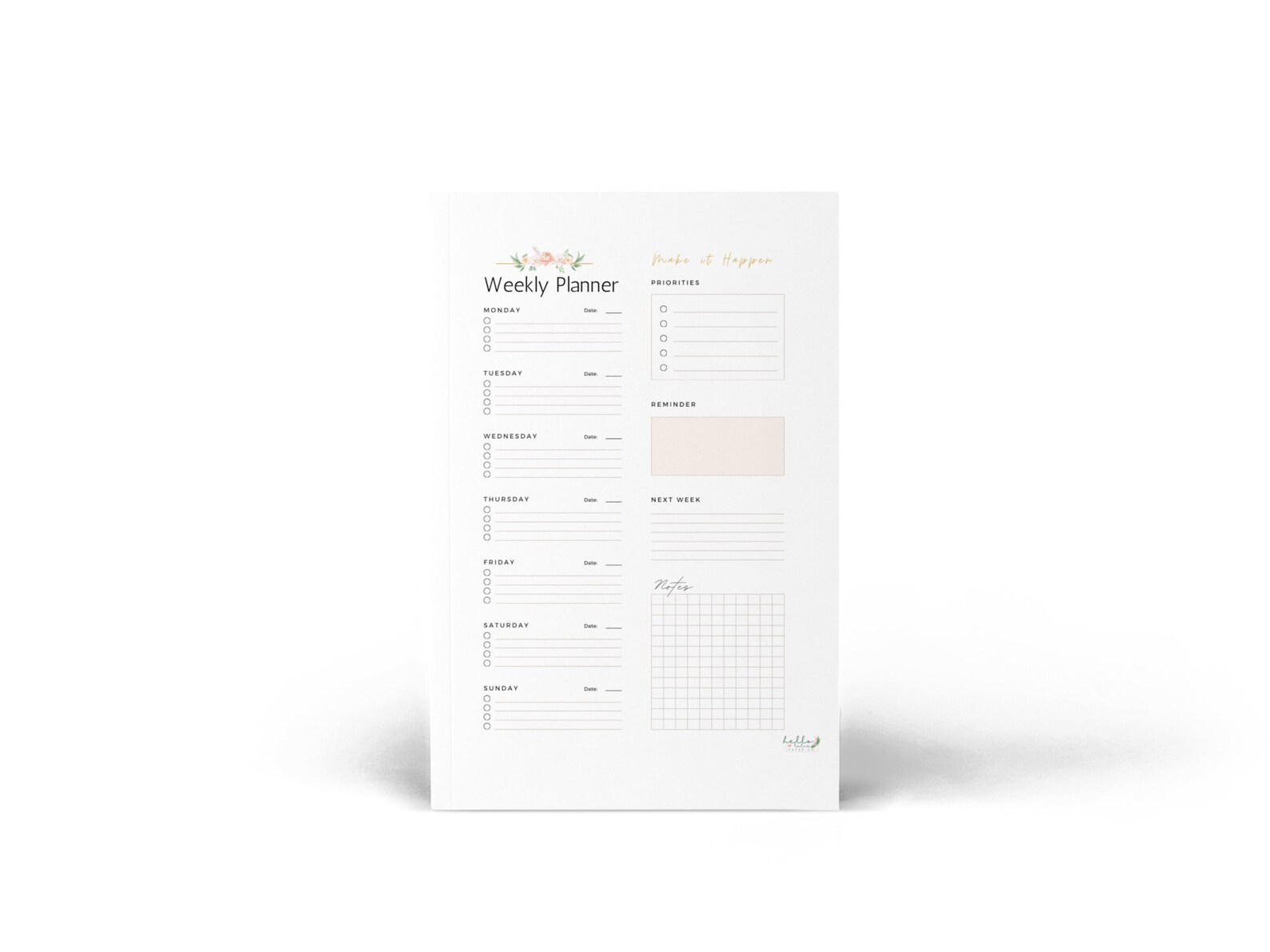 Weekly Planner Flower Collection, Ready to Print, Instant Download, 1 ...