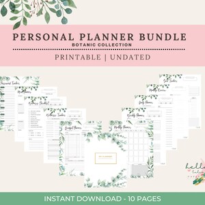 Personal Planner Bundle, Botanic Collection. Ready to Print, Instant ...