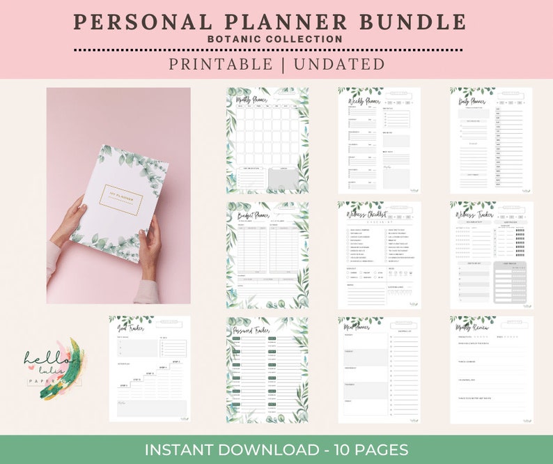 Personal Planner Bundle, Botanic Collection. Ready to Print, Instant ...