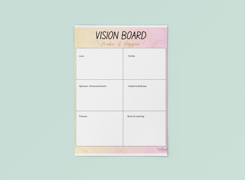 Vision Board Ready to Print, Instant Download, Bonus: Includes Goals ...