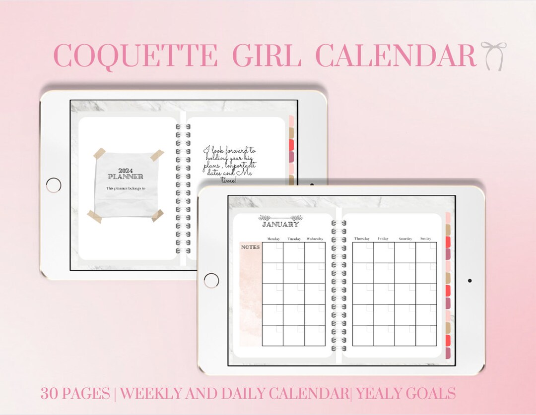 Coquette Planner and Calendar - Etsy