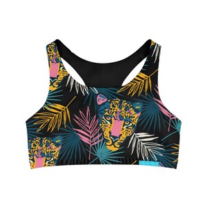 Gym Bra Leopard Jungle Design Yoga Top Extra Support Exercise Bra ...