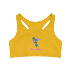 Fitness Bra Seamless Hummingbird Design Exercise Top Custom Printed ...