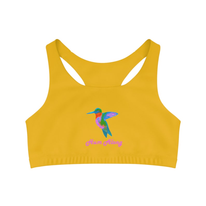 Fitness Bra Seamless Hummingbird Design Exercise Top Custom Printed ...