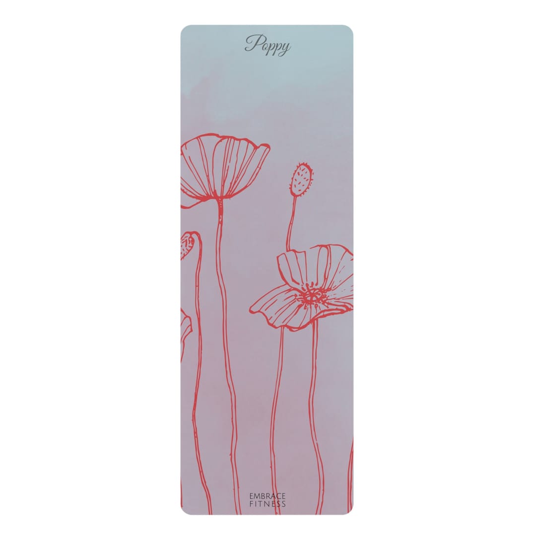 Personalized Name Birth Flower Yoga Mat | August Poppy High Quality ...
