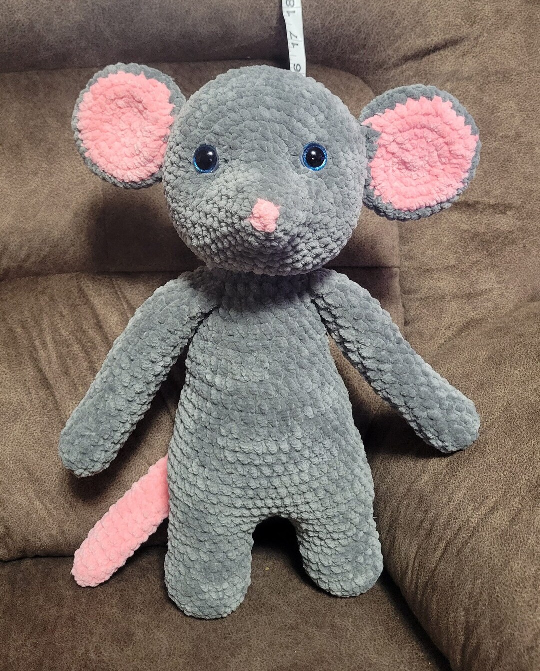 Crochet Big Amigurumi Soft Grey Mouse Stuffie Handmade - Etsy