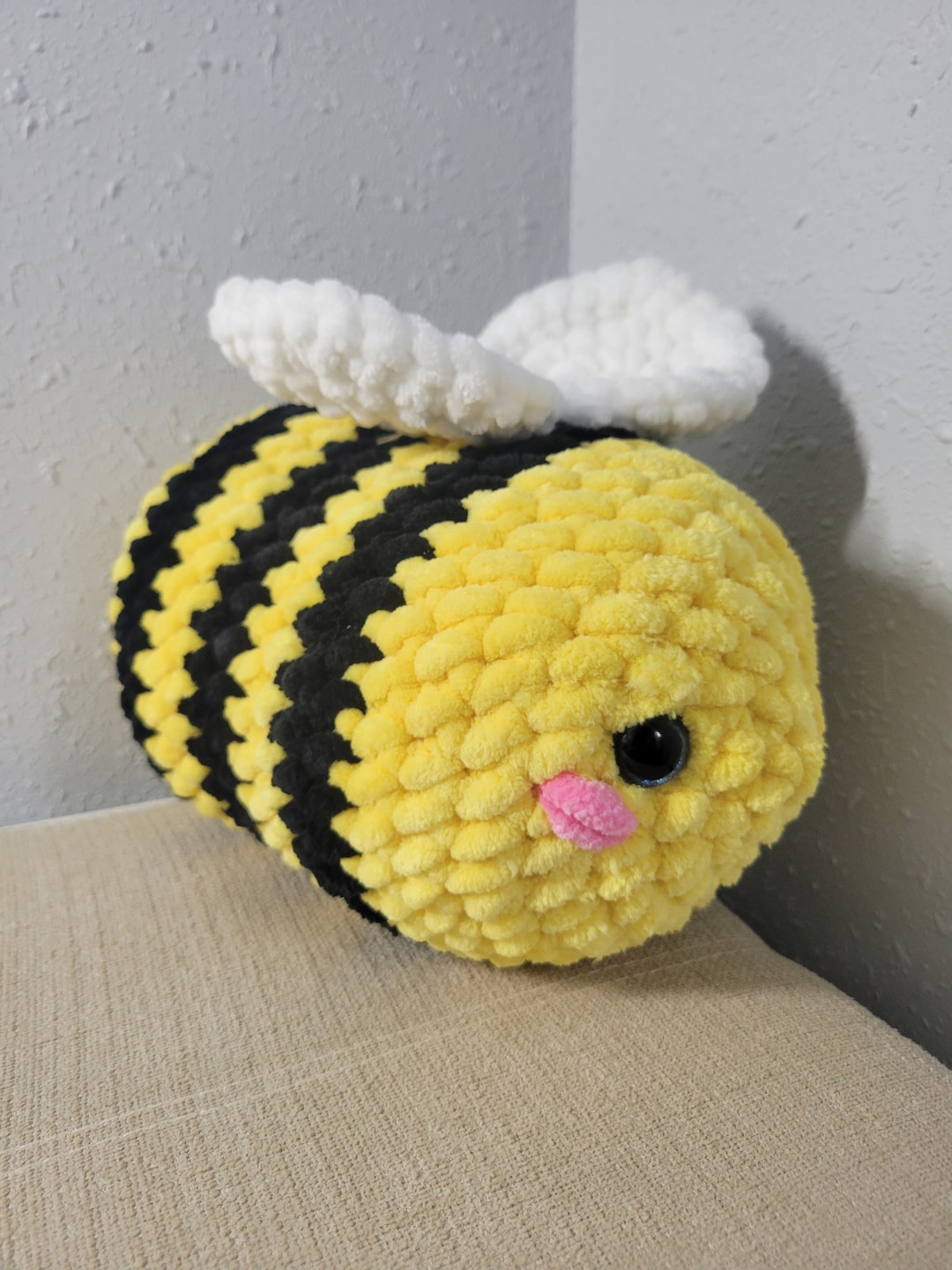 Crocheted Jumbo Bumblebee Stuffed Animal Stuffy Ready to Ship Bee ...